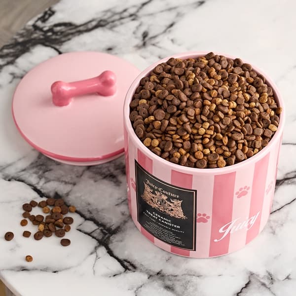 Juicy Couture Paw Stripe Ceramic Pet Treats Canister - 6.5" x 6.5 ...