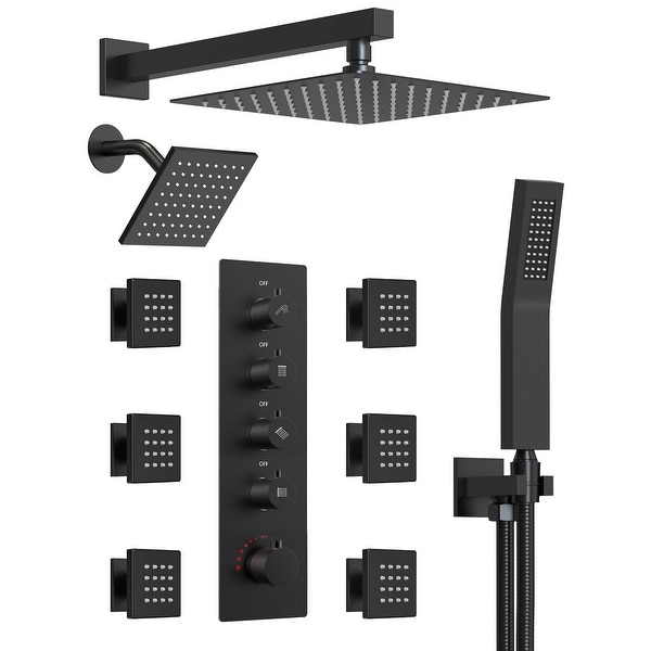 EVERSTEIN Dual Heads System 12"Rain Shower Faucet and High Pressure 6 ...