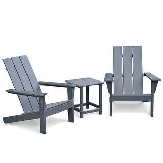 3 Pcs Adirondack Chairs, Patio Lawn Chairs with Side Table, DARK GREY ...