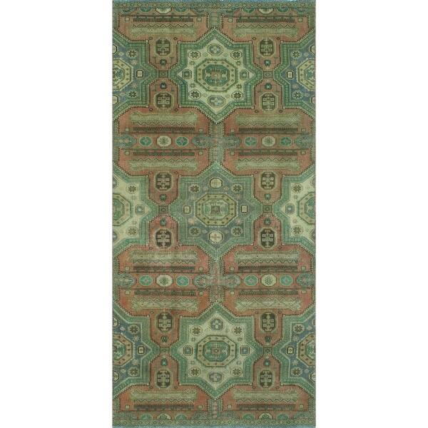 Fine Vintage Distressed Ashly Rust/Green Rug - 4'7" x 9'5" - Bed Bath ...
