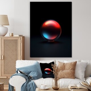 Designart "Red Essence Elementary Sphere On Blak" Modern Geometric ...