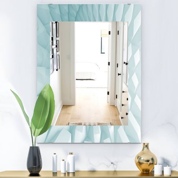 Designart 'Light Blue Waves 3' Modern Mirror - Printed Wall Mirror ...