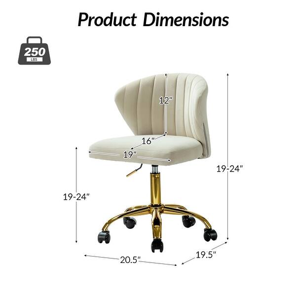 Ilia Modern Velvet Wingback 360 degree Ergonomic Office Task Chair with ...
