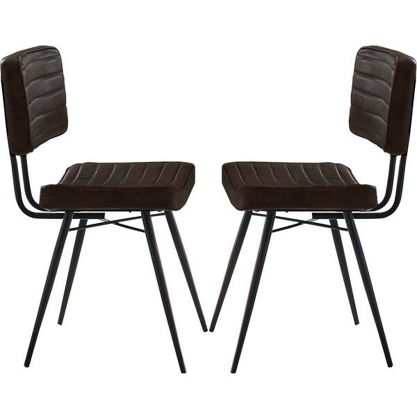 Modern Espresso Channel Tufted Leather Dining Chiars (Set of 2) - Bed ...