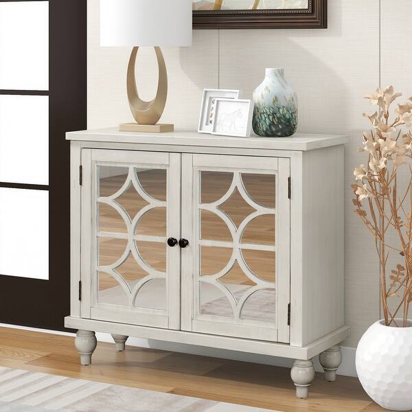 Free Standing Wood Storage Cabinet with Doors and Adjustable Shelf ...