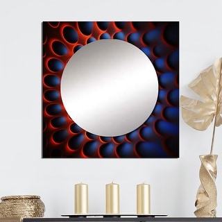 Designart "Portals Moire Matrix In Red And Blue I" Abstract Geometric ...