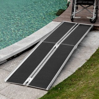 HOMCOM 10ft Wheelchair Ramp Scooter Mobility Non-Skid Layering Black ...