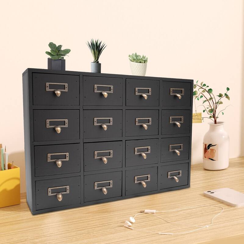 Traditional 16 Drawers Wood Apothecary Chest Storage Cabinet ...