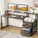63 Inch Computer Desk with File Drawers, Ergonomic Office Desks with ...