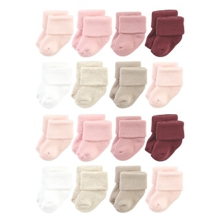 Hudson Baby Cotton Rich Baby Terry Socks 16-Pack, Solid Pink Neutral ...