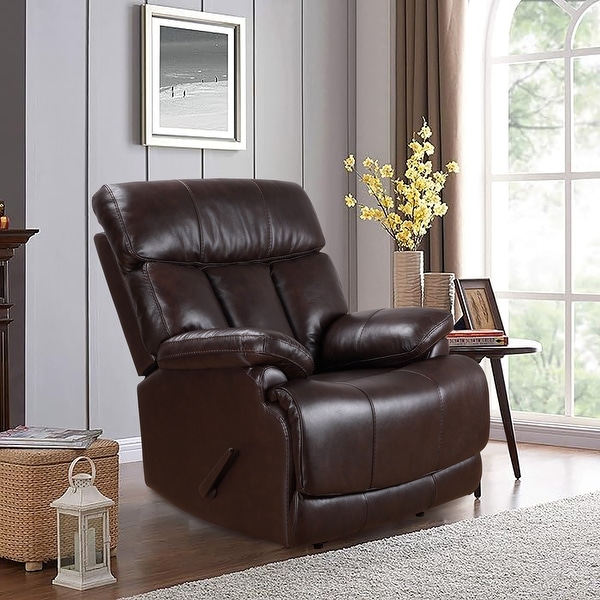 Davin Top Grain Leather Genuine Leather Brown Extendable Footrest Manual Recliner Black