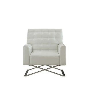 HomeRoots 34" White Faux Leather And Steel Solid Color Club Chair - 34 ...