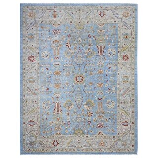 Shahbanu Rugs Ruddy Blue Hand Knotted Velvety Wool Heriz All Over ...