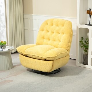 Yellow Oversized Chenille 360° Swivel Glider Rocker Recliner with ...