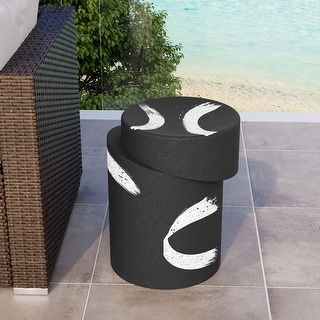 COSIEST Cylinder Shaped MgO Concrete Black Outdoor Side Table - Bed ...