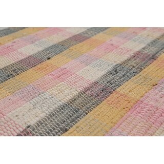 Hand-Woven Soothing Pastels Pale Pink,Beige Dhurry Cotton Modern ...
