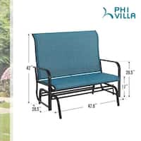 PHI VILLA 2 Seats Patio Glider Bench with 42" High Backrest Comfortable ...