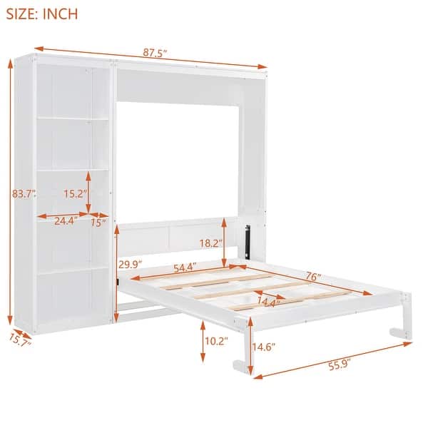 Cabinet Shaped Murphy Bed Studio Space-Saving Hide Away Lift Bed Practical Murphy Bed with 5 ...