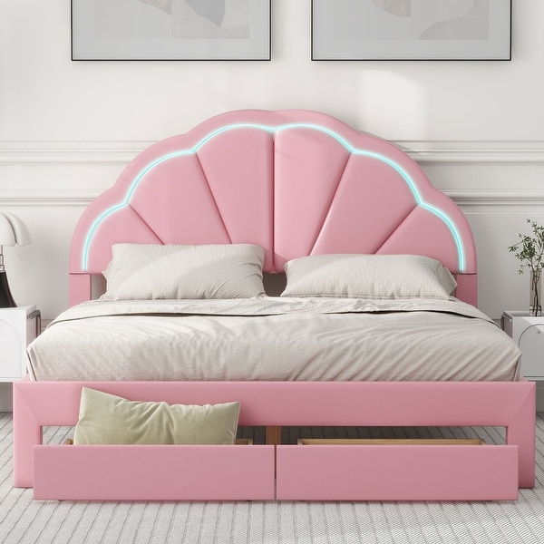 Rainbow Design Twin Platform Bed Sport Style Upholstered Bed for Girls ...