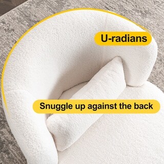 White Plush Swivel Accent Chair - Contemporary Round Armchair for ...