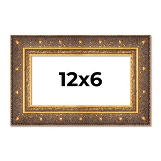 12x6 Frame Gold Real Wood Picture Frame inches Interior Frame Depth 1 ...