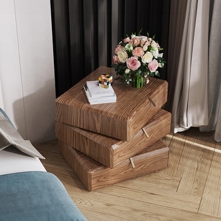 Magic Cube Storage Nightstand Accent End Table w/ Three-layer Drawers ...