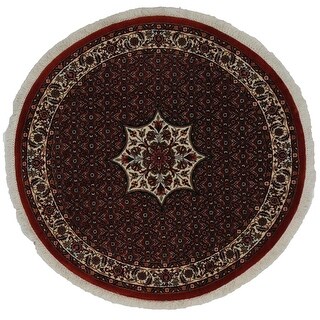 Canvello Hand Made Bidjar Round Red Rug - 3'5'' X 3'5'' - 3'5'' X 3'5 ...