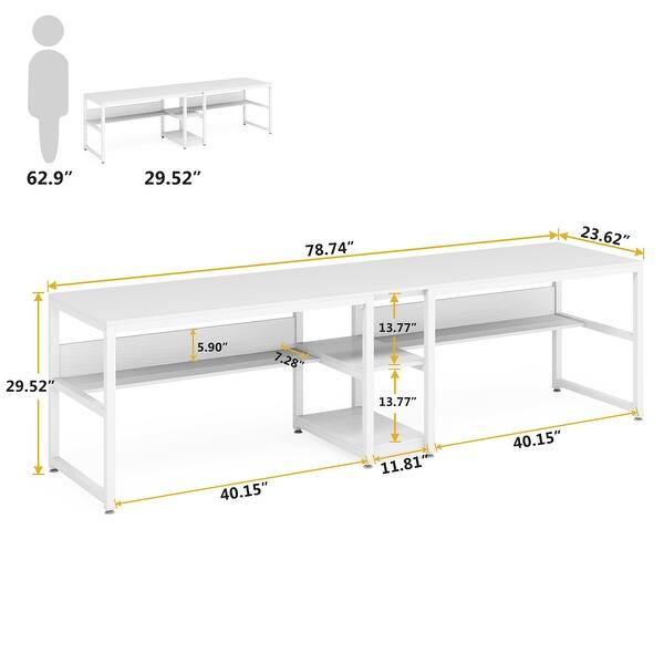 Two Person Desk with Bookshelf, Double Office Desk - Bed Bath & Beyond ...
