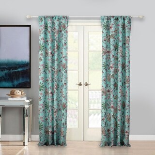 Athens 84 Inch Window Panel Curtain, Blue Microfiber Polyester ...
