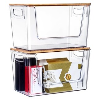 Clear Stackable Storage Bins Acrylic Open Front Storage Bins with Lids ...