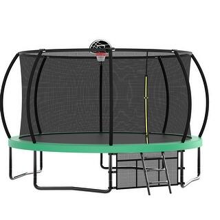 14FT Recreational Kids Trampoline with Safety Enclosure Net & Ladder ...