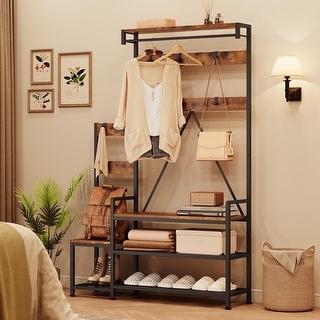 Coat Rack,Hall Tree,Entryway Large Organizer with Shoe Rack - Bed Bath ...