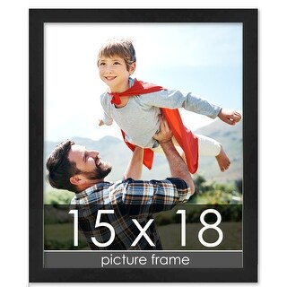 15x18 Lacquer Black Complete Wood Picture Frame with UV Acrylic, Foam ...