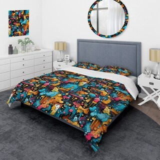 Designart "Colorful Popart Vortex Fusion II" Modern Bedding Cover Set ...