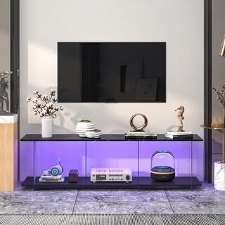 Yakeli Partition TV Cabinet with Built-in LED Lights, Electronic ...