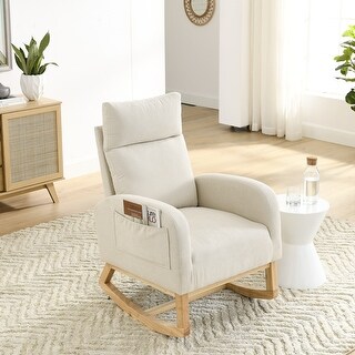 Fabric Rocking Chair, Living Room Lounge Arm Rocking Chair with Two ...