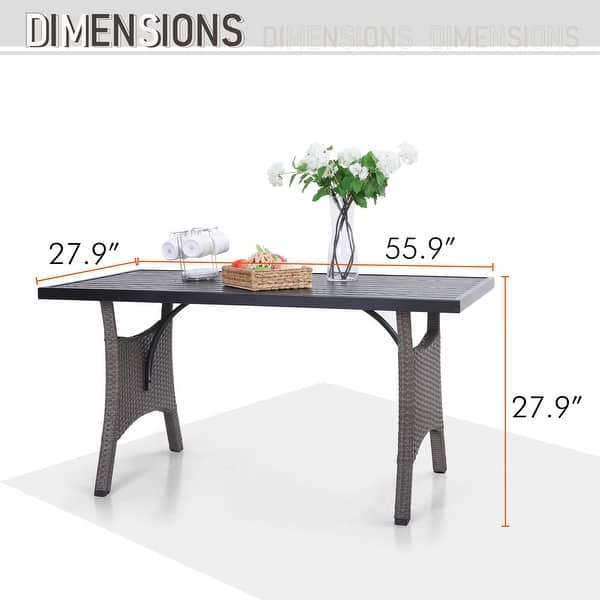 Wicker Patio Dining Table Rectangular Outdoor Table, Weather-Resistant ...