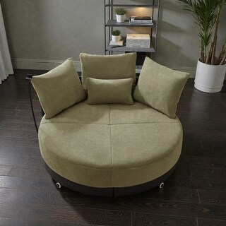 Oversized Round Swivel Chair with 360 Degree Rotation, Throw and Lumbar ...