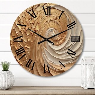 Designart "Gold Eternal Swirl I" Abstract Spirals Oversized Wood Wall ...