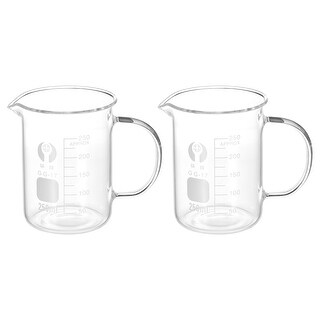 2Pcs 250ml Glass Beaker with Handle 3.3 Glass Graduated Measuring Cups - Clear - Bed Bath ...