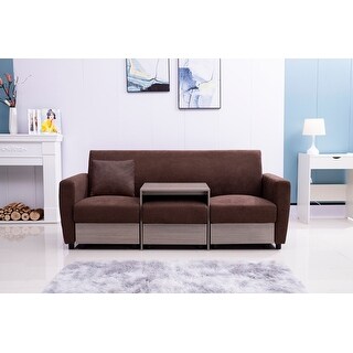 Double Armrest Chenille Sofa Couch for Storage, 3 Seat Couch with Thick ...