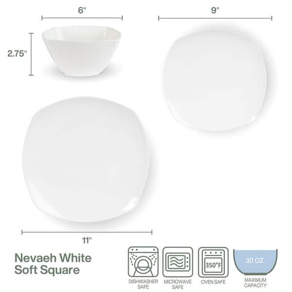 Fitz and Floyd Nevaeh White Soft Square 12-Piece Dinnerware Set ...