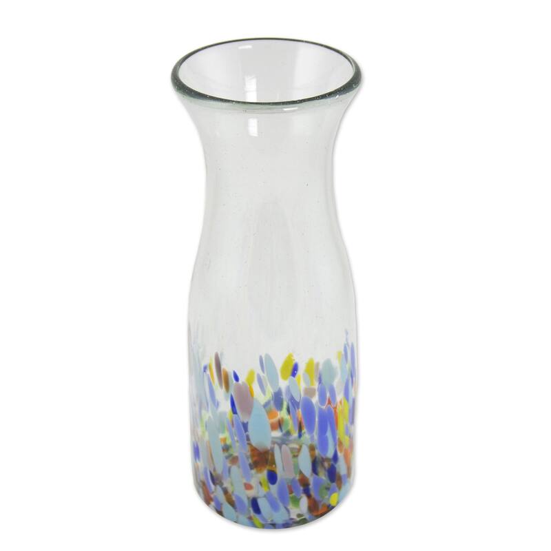 NOVICA Artisan Handblown Glass Carafe Recycled Mexican Multicolor ...