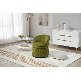 Green Velvet Swivel Barrel Chair Button Tufted Club Chair Accent Chair ...