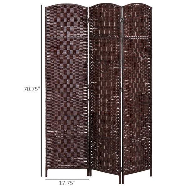 Room Divider 3 Panel Room Dividers w/ Wicker Weave Design Partition ...