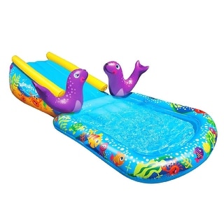 Banzai Inflatable Outdoor My First Water Slide & Splash Pool with Seal ...