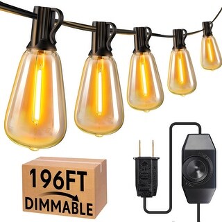 196FT Outdoor Lights with Dimmer, Outside Dimmable Patio Lights 115 ...