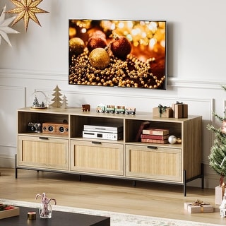 65 Inch TV Console Table with 3 Drawers,Entertainment Center with ...