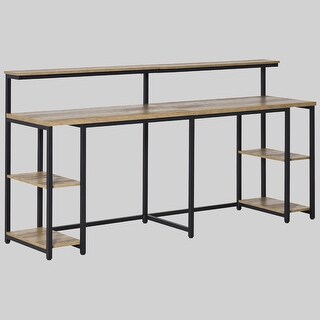78.75" Double Work Desk for Two, Extra Long Desk with Elevated Monitor ...