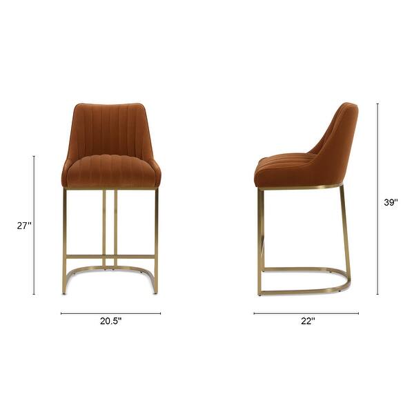 Maddie 27" Modern Glam Velvet Tufted Counter Stool with Gold Base - On ...